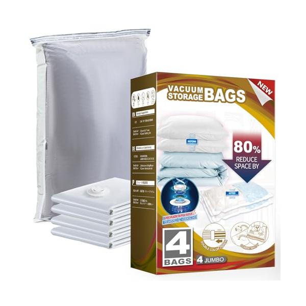 【商品説明】　・スペースの節約：サイズ：80 100 cm(4 枚) 真空圧縮袋は家庭の保管問題の解決に最適です。真空圧縮技術により、衣類、寝具、掛け布団、毛布、ぬいぐるみ、枕などをしっかりと圧縮することができます。 収納スペースを節約し、...