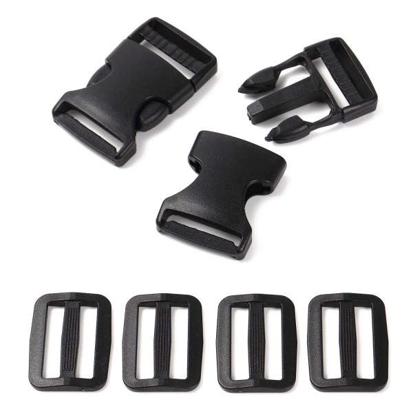 【商品説明】　・【サイズ】 内径：25mm （対応テープ：25mm） ・外径縦：52mm 外径横：32mm 重さ：7g・【タイプ】 片側に長さ調整機能を備えたバックル（片引き） 【 バックル 2個入・テープアジャスター 4個入 】・ウエスト...