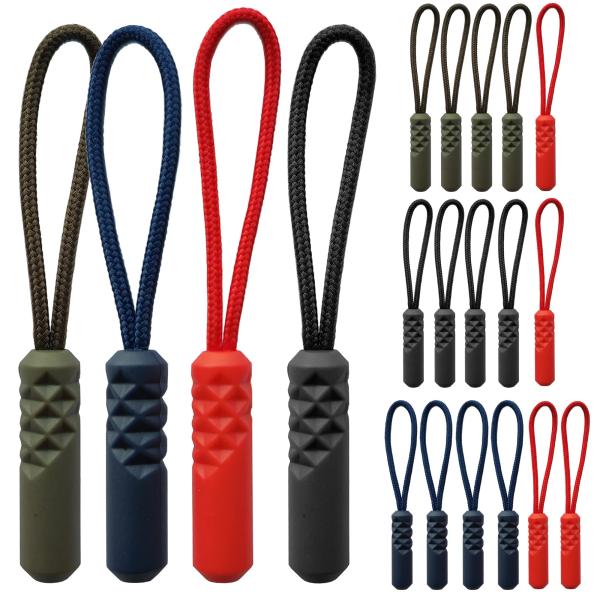 【商品説明】　・【ジッパープル仕様】素材：PVC/TPU　色：ブラック、レッド、アーミーグリーン、ダークブルー　長さ：約 65mm　数量：20個（4色各5本）・【優れた素材】ジッパーヘッドはPVC製で、高品質の材料と優秀な製造プロセスにより...