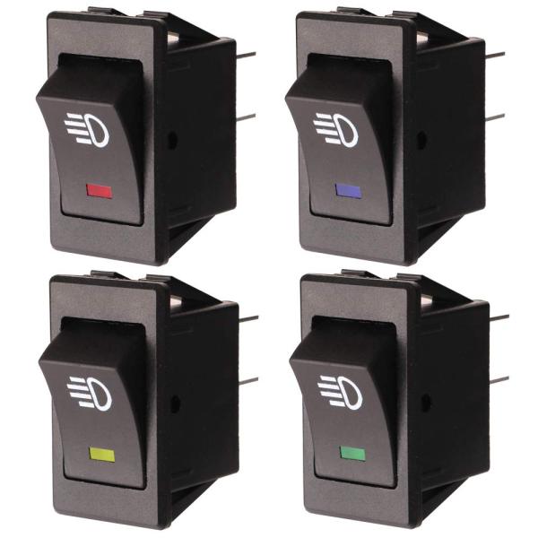 【商品説明】　・パッケージに含まれるもの：1個の赤色LEDフォグライトトグルスイッチ+1個の青色LEDフォグライトトグルスイッチ+ 1個緑色のLEDフォグライトトグルスイッチ+ 1個黄色のLEDフォグライトトグルスイッチ・定格：12VDC ...