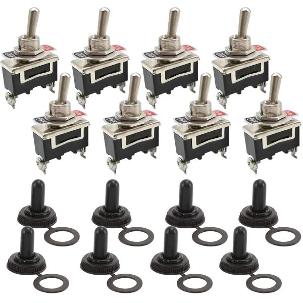 【商品説明】　・【セット内容】トグルスイッチ8個+防水キャップ8個・【上質な素材】高品質のプラスチックと金属製で、丈夫な構造の繊細な外観。・【取付簡単】各端子には、すばやく接続するための2本の小ネジがありますが、はんだ付けも簡単です。・【商...