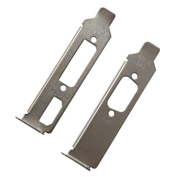 【商品説明】　・DVI/HDM対応ブラケット x1個、VGA対応ブラケットx1個の2個セットです。・スリムタワー型デスクトップPCにグラフィックボードを取り付ける際のロープロファイルブラケットです。・ブラケットの高さは約8cmで、標準的なス...