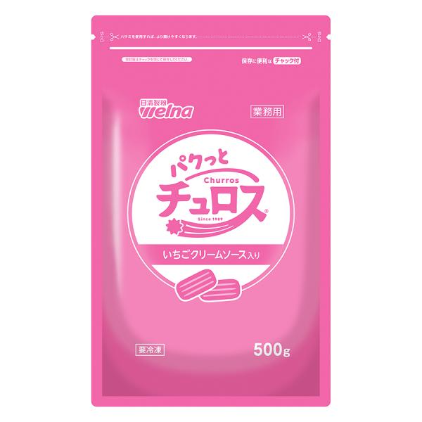 [商品特徴] アレンジしやすいいちごクリーム入りのミニチュロスです。[常冷区分] 冷凍[メーカー名] 日清製粉ウェルナ[規格] 500g[ケース入数] 12[調理方法] オーブン調理・油調[最終加工地] 日本[原材料] ミックス粉（でん粉、...