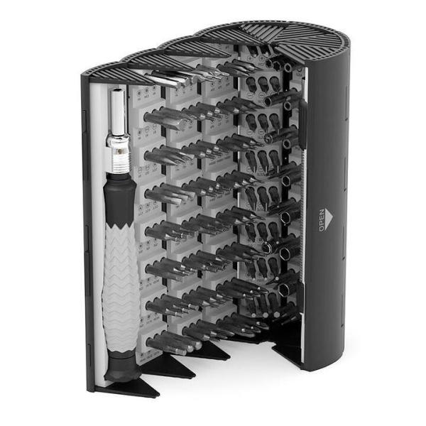 126CYLINDER。　120ものビットを備えているツールキット。ビットはバナジウム鋼素材を採用。錆に強く、長くご愛用頂けます。