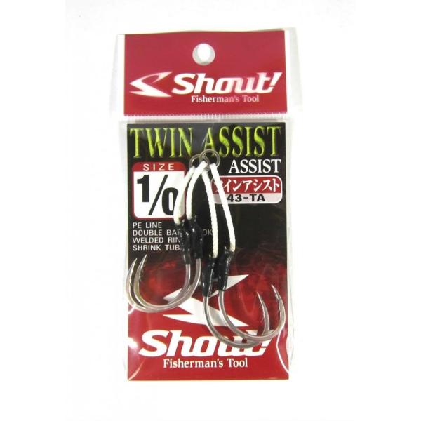 【商品概要】ダブルバーブ【商品説明】【商品詳細】ブランド：シャウト!商品種別：フック・針商品名：シャウト! 43-TA ツインアシスト 1/0製造元：シャウト!商品番号：43-TA発売日：2013年06月27日商品内容：1/0商品タイプ：ダ...