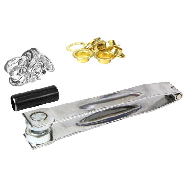 【商品概要】用途:テント・シート等の穴の補強・補修ハトメ穴径:約15.0mm最大取付厚:約4.0mm下穴サイズ:16.0mm付属品:15mm両面ハトメ(真鍮製5組・アルミ製5組)・16mm下穴ポンチ【商品説明】【商品詳細】ブランド：SK11...