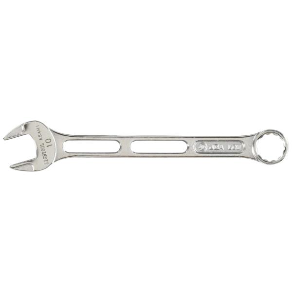 【商品概要】二面幅寸法（mm）:10.0全長（mm）:119【商品説明】●当社比で平均20%以上軽量化するとともに省資源を目指した工具です。●めがね柄部の曲がり角度12°です。●軽量化のネックである強度を確保し、JIS規格をクリアしてます。...