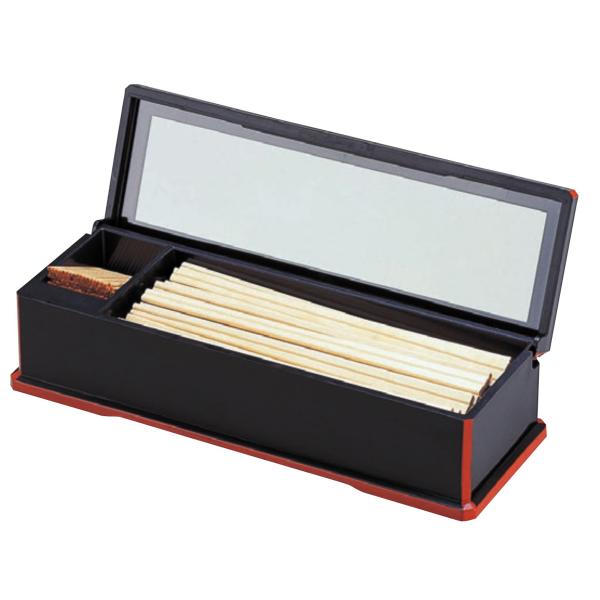 【商品概要】サイズ:約27.5×10×7.2cm本体重量:約500g本体:ABS樹脂【商品説明】ニュー箸箱 黒渕朱 楊子入付 1-514-1 RHS53【商品詳細】ブランド：若泉漆器商品種別：箸置き商品名：若泉漆器 割烹漆器 黒渕朱ニュー箸...