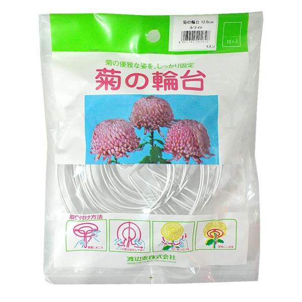 【商品概要】サイズ:12×12cm容量:10個入材質:PVC被覆鉄線渡辺泰【商品説明】【商品詳細】ブランド：渡辺泰商品種別：DIY・工具・ガーデン商品名：渡辺泰 菊の輪台 白 12.0cm 10個入製造元：渡辺泰商品番号：10個入商品内容：...