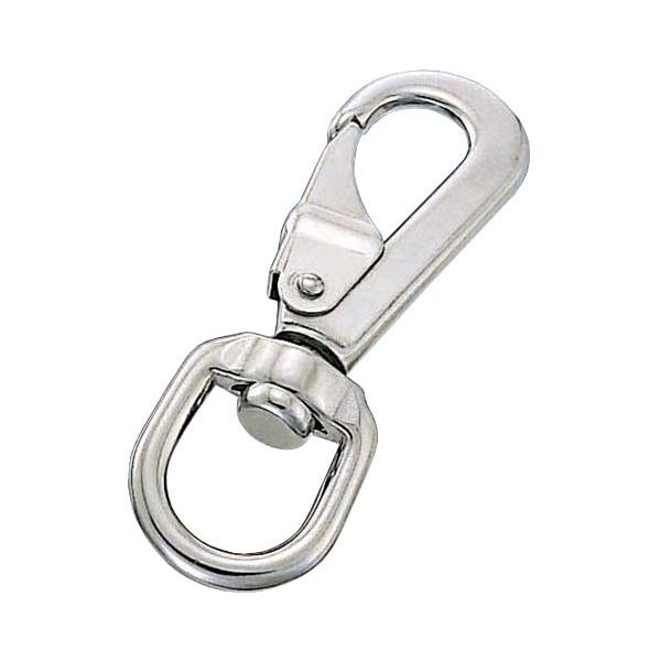 【商品概要】参考使用荷重:40kgf開口部:9mm【商品説明】【商品詳細】ブランド：MM商品種別：トリガースナップ商品名：ステンレス金具 アイスナップ 線径5mm 全長90mm 使用荷重40kgf製造元：水本機械製作所商品番号：F-2【当店...