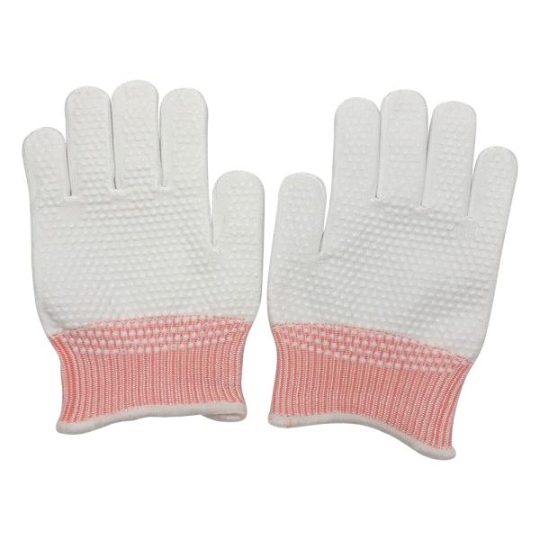 【商品概要】●シリコン樹脂をドット加工することにより、スベリ止め効果を発揮します。●低発塵で、通気性に優れた耐切創手袋です。●原手に耐カット性に優れた高強度ポリエチレン糸を使用しています。●自動車関連の組立、鉄板・薄板・アルミ材の取り扱い、...