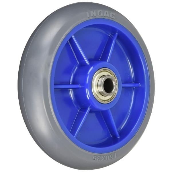 【商品概要】許容荷重(daN):196、許容荷重(kgf):200車輪径D(mm):150車輪幅(mm):35取付穴径P(mm):11ボス幅B(mm):53穴径 d(mm):12色:グレー金具:スチール車輪:ナイロンホイール、低始動ゴム【商...