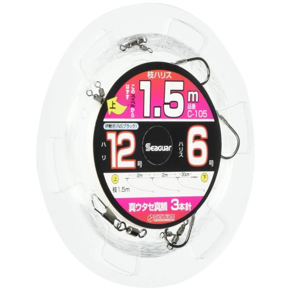 【商品概要】ハリ:12ハリス:6幹糸:7すて糸:3枝長:1.5m針数:3本黒針:伊勢尼NSブラックカラーで、さびに強く見えにくいので、エサ盗り対策OK!針の鋭さを保つ化学研磨処理。ハイカーボン素材で粘り強くビクともしません。上針ステン親子3...