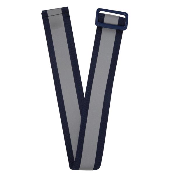 【商品概要】裏表に反射布使用！裏返っても大丈夫！バックル付で長さ調節、締め付けができ タスキのずれ落ちを防止出来ます！サイズ：40×1400mm (バックル部分は除く)　反射幅：20ｍｍ色：ネイビー（紺）素材:ポリエステル/高輝度反射布/プ...