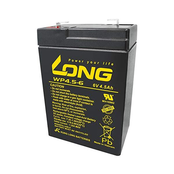 【商品概要】電圧6V [ 20時間率容量 ]4.5(Ah) [ サイズ ]高さ102 mm 幅47 mm 長さ70 mm端子形状:ファストン端子(F1)(No,187) ※別途画像(Specifications)の仕様書をご確認ください互換...