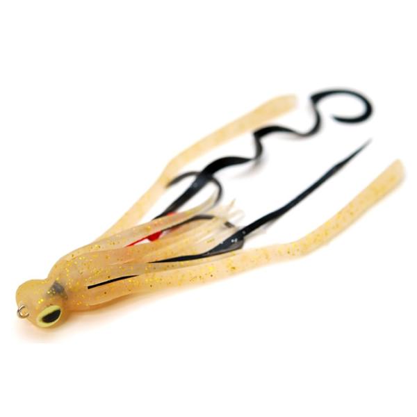 【商品概要】入数:2本カラー: GC09. グローゴールドラメ（蓄光カラー）ユニット内容: ゲソ 1本 / ブラックカラーカーリーネクタイ 1本 / なみだまスイベル / 直列2本結び針(LLサイズ)簡単ユニット脱着可能 / 黒カーリーネク...