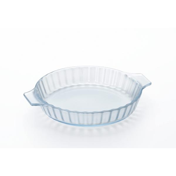 【商品概要】商品サイズ：最大径226×奥188×高さ25mm、満水容量600ml特徴：レンジ対応、オーブン対応(電気オーブンのみ)、食洗機対応、冷凍庫使用可材質：耐熱硝子（耐熱温度差126度)加工：セラミック加工(特許第6170831号)生...