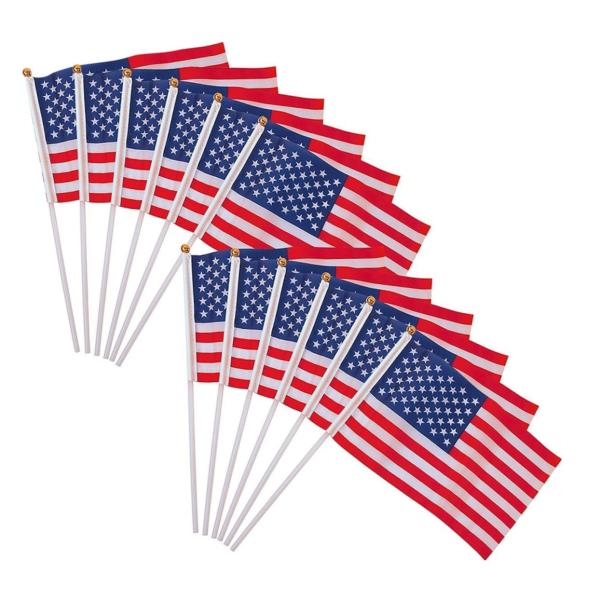 【商品概要】屋外装飾 - 軽量でポータブル、どこにでも簡単に持ち運べます。米国旗 -- 高品質の手を振る旗。スティック上のミニアメリカ国旗--【サイズ情報】--当社のアメリカ国旗のサイズは14x21cm/5.51x8.27インチで、ミニで軽...