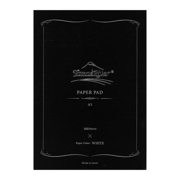 【商品概要】【サイズ】A5(148mm×210mm)【紙質】三善製紙製トモエリバー52g/m2 【紙色】ホワイト【本文】無地【製本】天のり 100枚綴り 【仕様】1枚目に吸取紙付【その他1】万年筆インクを楽しむ、薄くて軽くて、裏抜けしにくい...