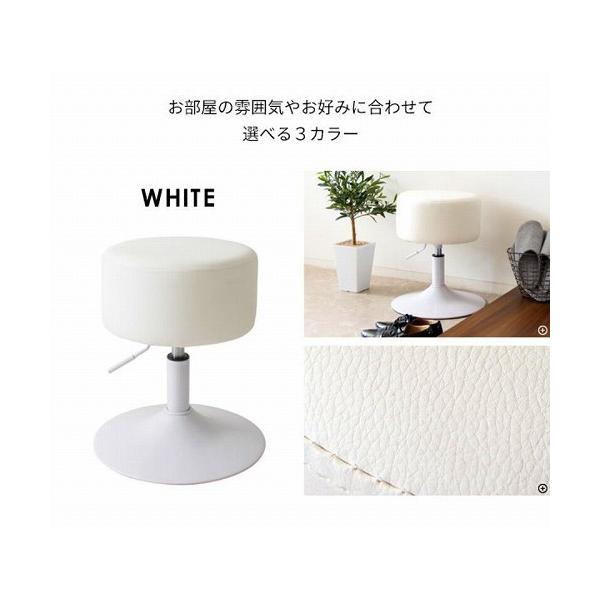 【商品説明】高級感のあるPUレザーの座面と安定性の高いスチールの昇降スツール『Posta（ポスタ）』。上質さの中に可愛さも感じるラウンドデザインでお部屋の雰囲気を高めてくれます。テーブルや身長に合わせて調整できる昇降機能、立ち座りがラクな3...