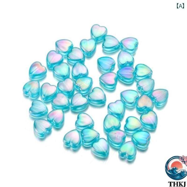 ビーズ パーツ アクセサリー かわいい 女の子 キット アクリル グラデーション 穴 ブレスレット ネックレス  素材  ハート キュート ピンク 青 オレンジ