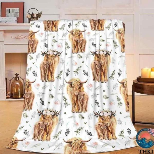 毛布 動物プリント 牛柄 農場動物 フランネル素材 ポリエステル繊維 柔らかい 暖か 軽量 四季対応 抱き毛布 ベビー用 キッズ用