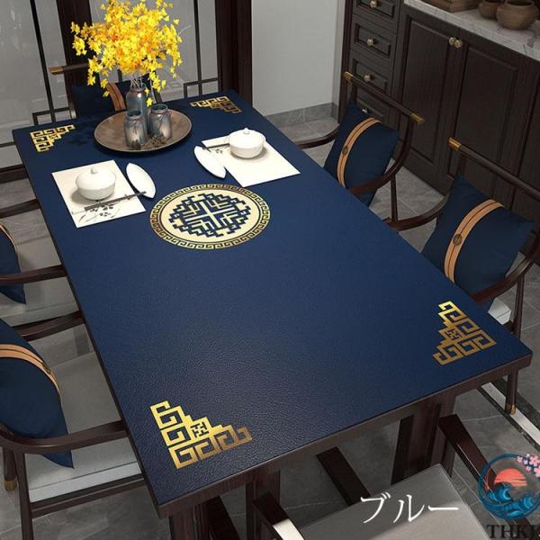 90*90cm テーブルマット 中国風 おしゃれ テーブルクロス PU革生地 テーブルセッティング 四角形 長方形 プリント テーブルマット 防水防油耐熱 傷 汚れ お手入