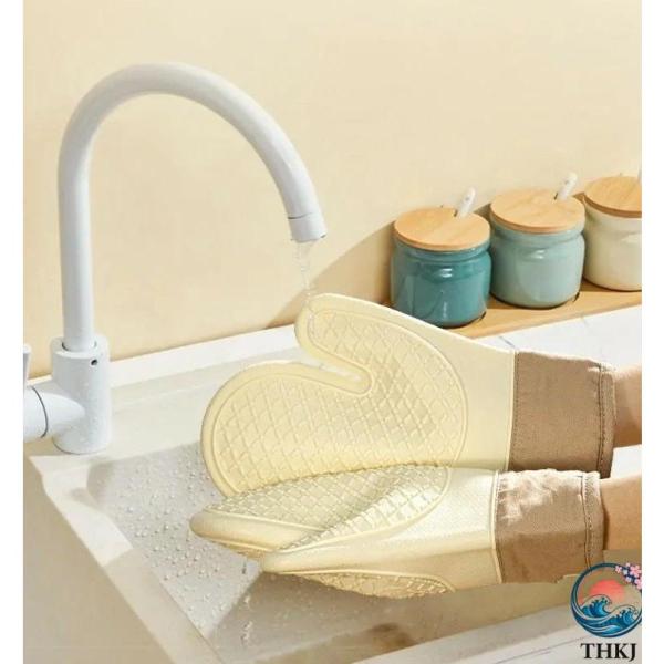 耐熱ミトン シリコン製 2枚セット 耐熱 火傷 3層構造 滑り止め お手入れ簡単 コットン キッチン用品 調理 鍋つかみ