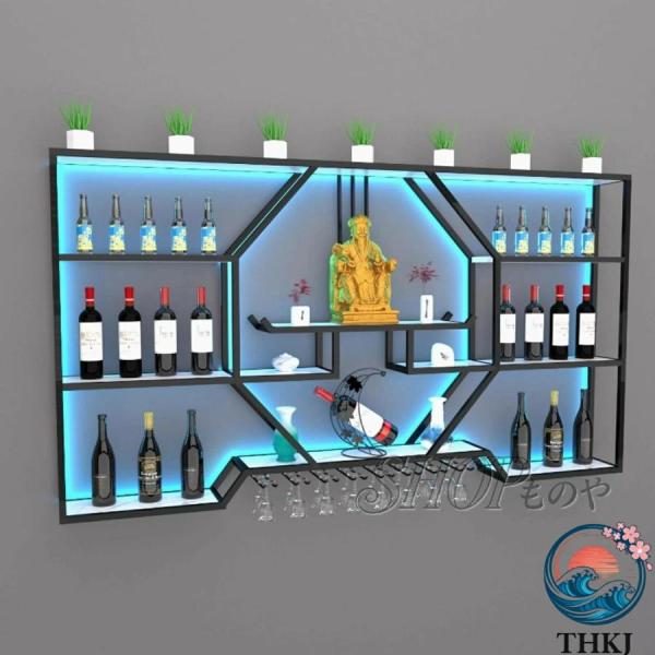 ? 収納スペース：壁掛けワインラック このワインラックにはたくさんの収納スペースがあります。ワインボトルを整理するだけでなく、装飾品も収納できます。下部にはワイングラスを掛けるためのワイングラスフックがあります。? 幅広い用途：酒棚 金属製...