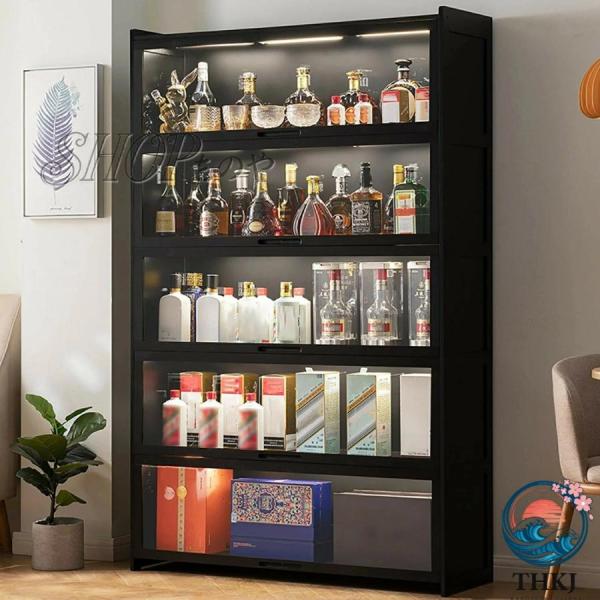 ? 【高品質素材】: ウイスキー棚はアクリル素材と健康的な天然竹フレームを採用し、頑丈な構造、丈夫な質感、自然なデザイン、シンプルでモダンです。? 【密閉防塵】：ワインバーキャビネットの背面と側面パネルは複合板でできており、防塵性と落下防止...