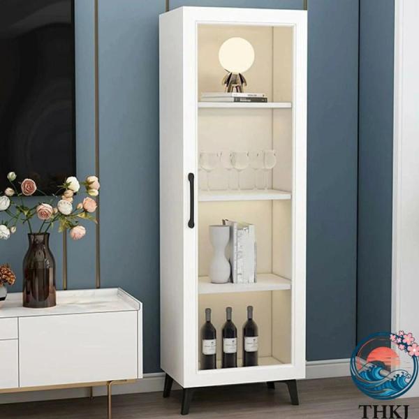 ? 高品質無垢材と強化ガラス：厚みのある無垢材フレームと高強度強化ガラスを使用。耐腐食性耐摩耗性に優れ、全体の透明感を高め、収納力もアップ。ガラスと無垢材の絶妙な組み合わせで、実用性とユニークなデザインを両立。? スペース効率を最大化：ユニ...