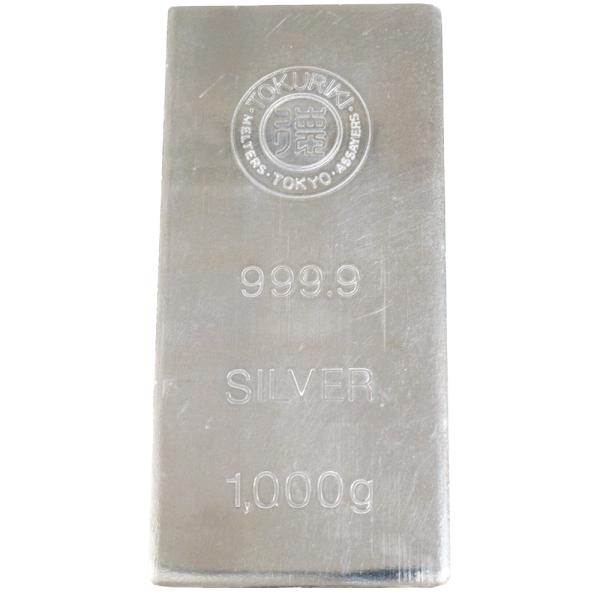 ランク : AB　使用感あり（小）Aランクに準じて使用感がある、状態の良い中古品  商品名 : 【中古AB/使用感小】 純銀 徳力本店 インゴット バー 1kg 1キロ 1000g 1000グラム 銀 銀地金 品位999.9 シルバー バー...
