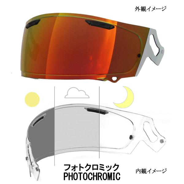 RXP VAS-V MV 適合 オレンジフォトクロミック外側オレンジ 内側調光 (スモーク→クリア)  PHOTOCHROMIC オレンジ フォトクロミックシールド 社外品 アライ Arai ヘルメット ☆ブランド： RXP　最新のテクノロ...