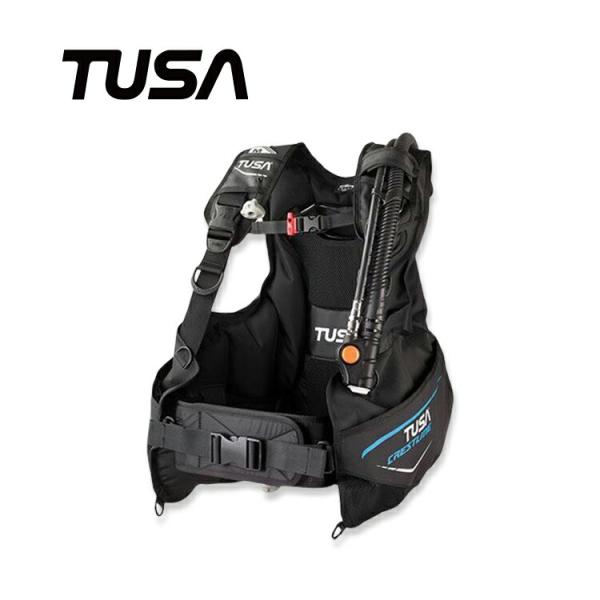 TUSA/ツサ BC0602B・耐久性と軽さを兼ね備えたメイン生地のCORDURA 500Dナイロン・誰でも簡単にB.C.J.をタンクに固定できるライトタイトバックル・速乾性抜群の薄型ハーネスカバー。■仕様 ・カラー：BK・ダンプバルブ：肩...