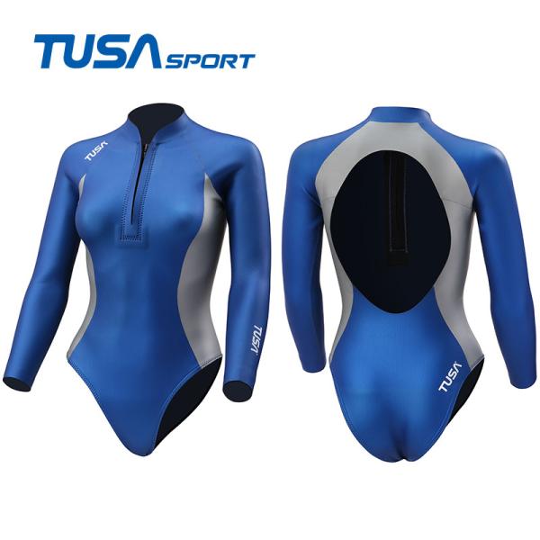TUSA フリーダイビング用 ロングスリーブスプリングスーツ UA5309[ Feature ]・エコフレンドリー素材を使用し、環境に配慮したスーツ。・伸縮性抜群で着脱しやすい素材。・胸元をスッキリみせるフロントジップ。・後姿をきれいにみせ...