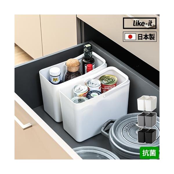 飲料水や缶詰、防災用の備蓄品、ランチグッズといった小物の収納に便利な抗菌仕様のケースです。別売りの「フタ付きストックケース 米びつ」のインナーとして使えます。