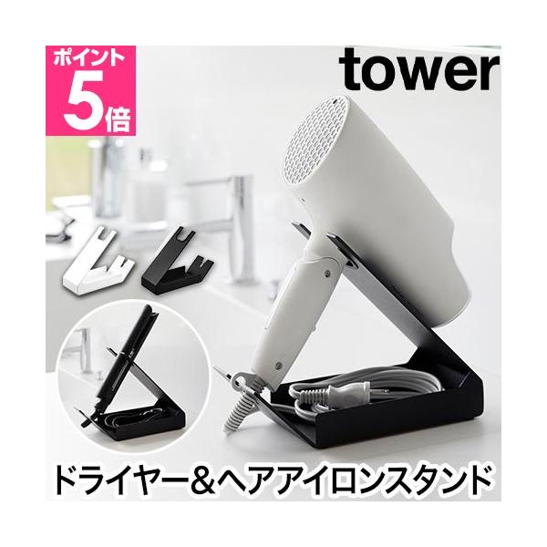 サッと簡単に出し入れできるドライヤー&amp;ヘアーアイロンスタンド。ドライヤーを逆向きにセットすればハンズフリーでの使用もOK！電源コードが収納できる便利なトレー付き。ハンズフリーでも使える　スタンド式ドライヤー収納おすすめしたいポイント...