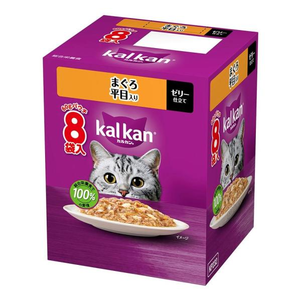 厳選した素材をカルカン特製だしで調理した、ジューシーなゼリー仕立ての猫用総合栄養食です。 8袋入りセットです。