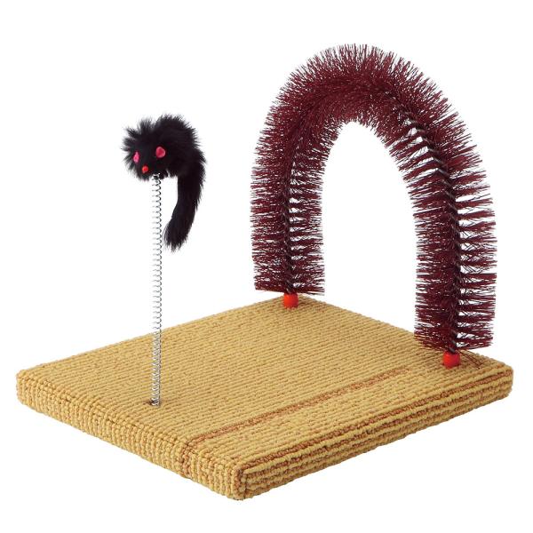 ツメとぎした後は、遊んだりお昼寝したり♪コンパクト設計なので、どこでもネコちゃんのお気に入りの場所がつくれます。・ブラシでマッサージと毛繕い！・カーペットでツメとぎも！・ねずみのおもちゃ付き