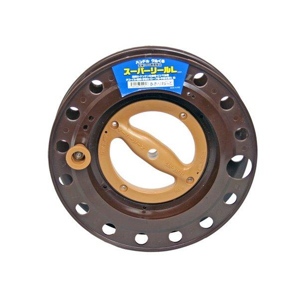 スーパーリールL　高級ABS樹脂製品船釣り・ケンケン仕掛巻・ビシマ糸巻・タコ・イカ・ロープ巻・胴突・手釣り【ロープ巻き量（目安）】　Φ6mm：約37m■品名：スーパーリールL■JAN：4562269701617■サイズ：直径約24cm、ロー...