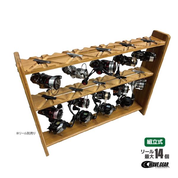 リールスタンド 組立式大切なリールをスッキリコンパクトに収納！プラスドライバーで簡単に組み立て可能です！●リール最大設置数：14個※スピニングリール10個・ベイトリール4個。※サイズによって最大数が置けない場合があります。※ベイトリールスタ...