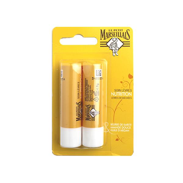 [商品説明]お得な2個パックです。テクスチャーが速やかに浸透し、傷ついた唇を滑らかにしてくれるマルセイユのリップクリームです。シア、スウィートアーモンド・アルガンオイル等の成分を配合。水分を吸収し乾燥から唇を保護します。[ご使用方法]乾燥予...