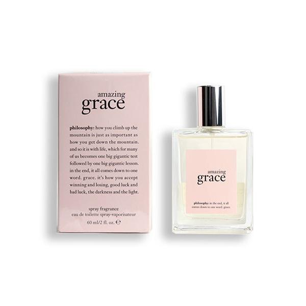 PHILOSOPHYAMAZING GRACE EDT 60ML女性のための優しくてフェミニンな香り。ノートはフルーツ、スイート、スパイス、バニラ、シトラス。【香りのイメージ】シャワー後の清潔な肌、石けん、洗いたてのコットン、シャンプー。と...