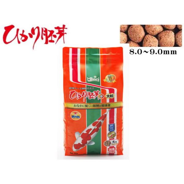 商品名：ひかり胚芽（浮上）大粒　4ｋｇひかり胚芽は、栄養価が高く、しかも消化・吸収しやすい小麦胚芽を高比率で配合した錦鯉用飼料です。低水温でも消化に負担をかけない配合で、消化不良による体調の悪化を防止します。・良消化タイプ独自のノウハウによ...