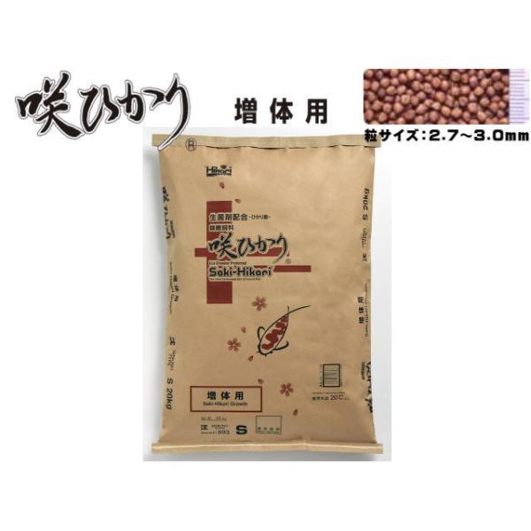 商品名：咲ひかり増体用　沈下 S 20ｋｇ※お買い上げ後の【お取り寄せ商品】あすつく対象外商品です。錦鯉飼料雑食性である錦鯉の食性を考慮し、脂肪のみではなく、その他の栄養素に関して配合割合を吟味し総合的にカロリーを高めにしています。バランス...