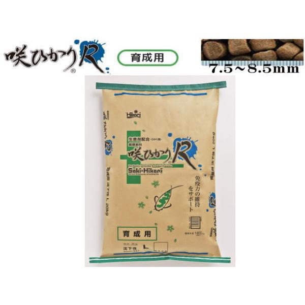 商品名：咲ひかりR 育成用 沈下 L 20ｋｇ※お買い上げ後の【お取り寄せ商品】あすつく対象外商品です。Ｒエキス配合の免疫力の維持に配慮した高品質飼料咲ひかりの配合をベースに新原料-Ｒエキス-を配合することによって、従来品以上に錦鯉の免疫力...