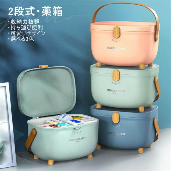 商品詳細カラー：グリーン　ブルー　ピンクサイズ：280mm*220mm*180mm重さ：588g素材：ABS+PP生産国：中国関連キーワード(商品の説明ではありません)：救急箱 薬箱 おしゃれ 2段収納 薬ボックス 薬入れ 医療箱 収納ボッ...