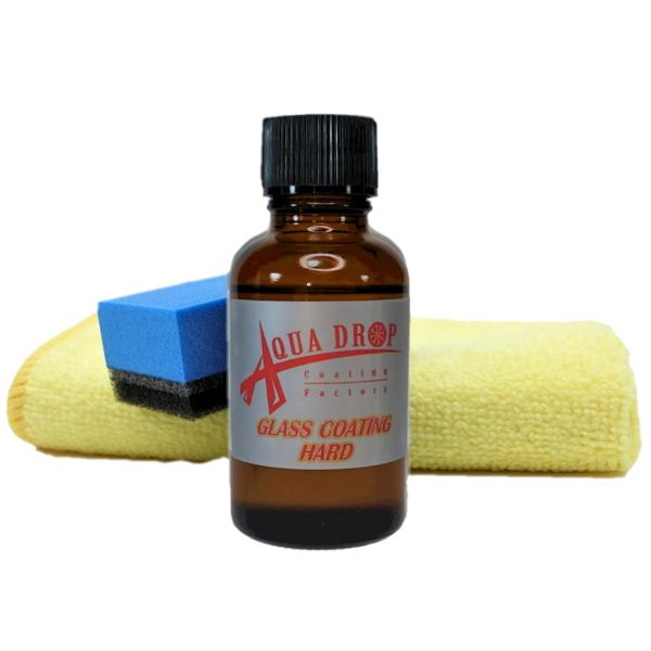 硬化型ガラスコーティング剤AQUADROP HARD GLASS COATは、　ヘッドライト、アルミホイール、未塗装樹脂部分、ピアノブラック加飾部分、ナビモニター、スマートフォン等の保護コーティングに最適です。当店の製品は高濃度の硬化ガラス...