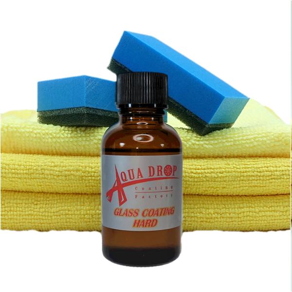 硬化型ガラスコーティング剤AQUADROP HARD GLASS COATは、　ヘッドライト、アルミホイール、未塗装樹脂部分、ピアノブラック加飾部分、ナビモニター、スマートフォン等の保護コーティングに最適です。当店の製品は高濃度の硬化ガラス...