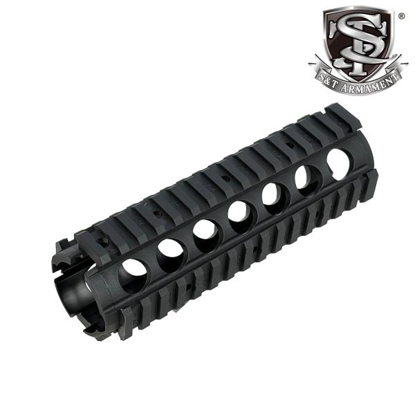 ・メーカー：S&amp;T・材質：ナイロンファイバー・重量：約 120g・サイズ：約 168mm*54mm*58mm・対応機種：S&amp;T M4A1/M933/CQB-R 電動ガンシリーズ4面 20mmレールのRISハンドガードです。